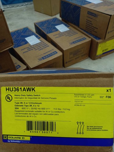 SQUARE D HEAVY DUTY SAFETY SWITCH MODEL: HU361AWK 30A 600V AC/DC ราคา ...