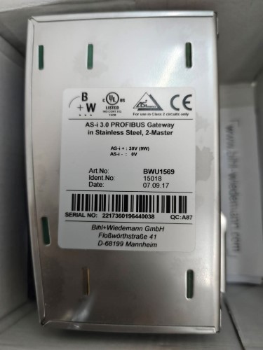 BIHL+WIEDEMANN AS-I 3.0 PROFIBUS GATEWAY IN STAINLESS STEEL 2-MASTER MODEL:BWU1569 ราคา 56,260 บาท