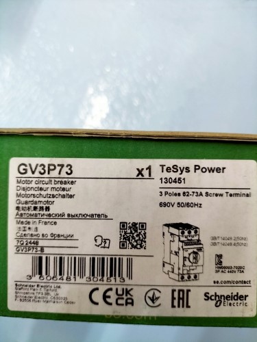 SCHNEIDER MODEL: GV3-P73 62-73A 690V ราคา 4,500.00 บาท