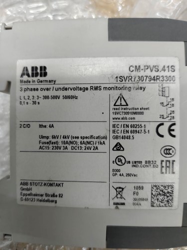 ABB PHASE VOLTAGE MONITORING RELAY MODEL:1SVR730794R3300 CM-PVS.41S ราคา 7,452 บาท