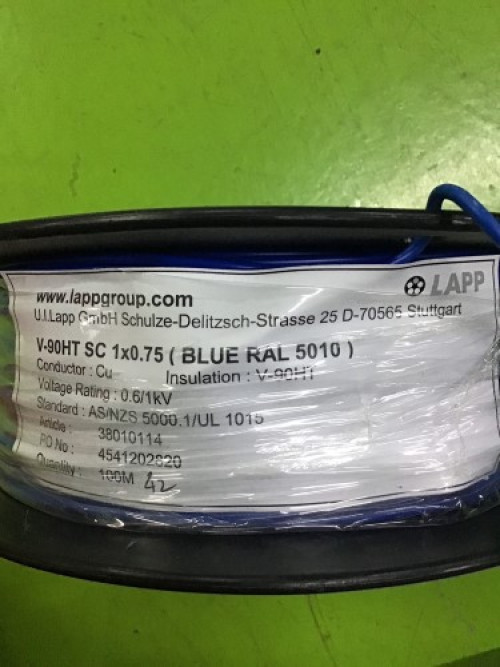 LAPP CABLE V-90HT SC 1X0.75 SQMM. DBU BLUE ราคา 6 บาท