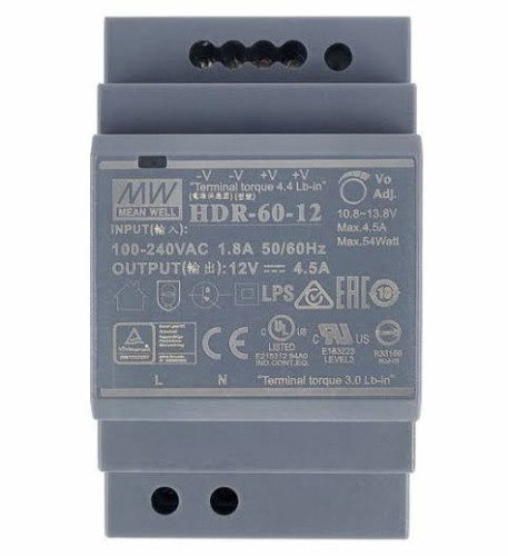 MEAN WELL HDR-60-12 : 60W Ultra Slim Step DIN Rail ราคา644บาท