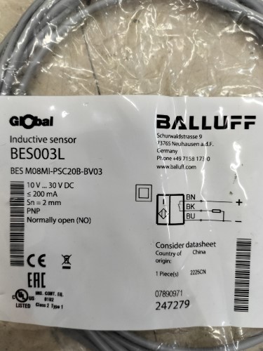BALLUFF INDUCTIVE SENSOR MODEL: BES M08MI-PSC20B-BV03 ราคา 2,100 บาท