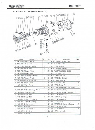 KOREA HOIST SPARE PART Piston Assembly KAB-160-1014