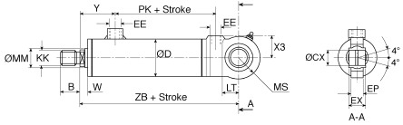 Rexroth Bosch Group, Hydraulic cylinder,40mm ID 150mm stroke