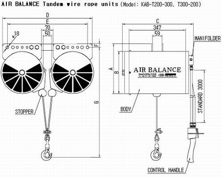 AIR BALANCER Double body-Double wire rope unit