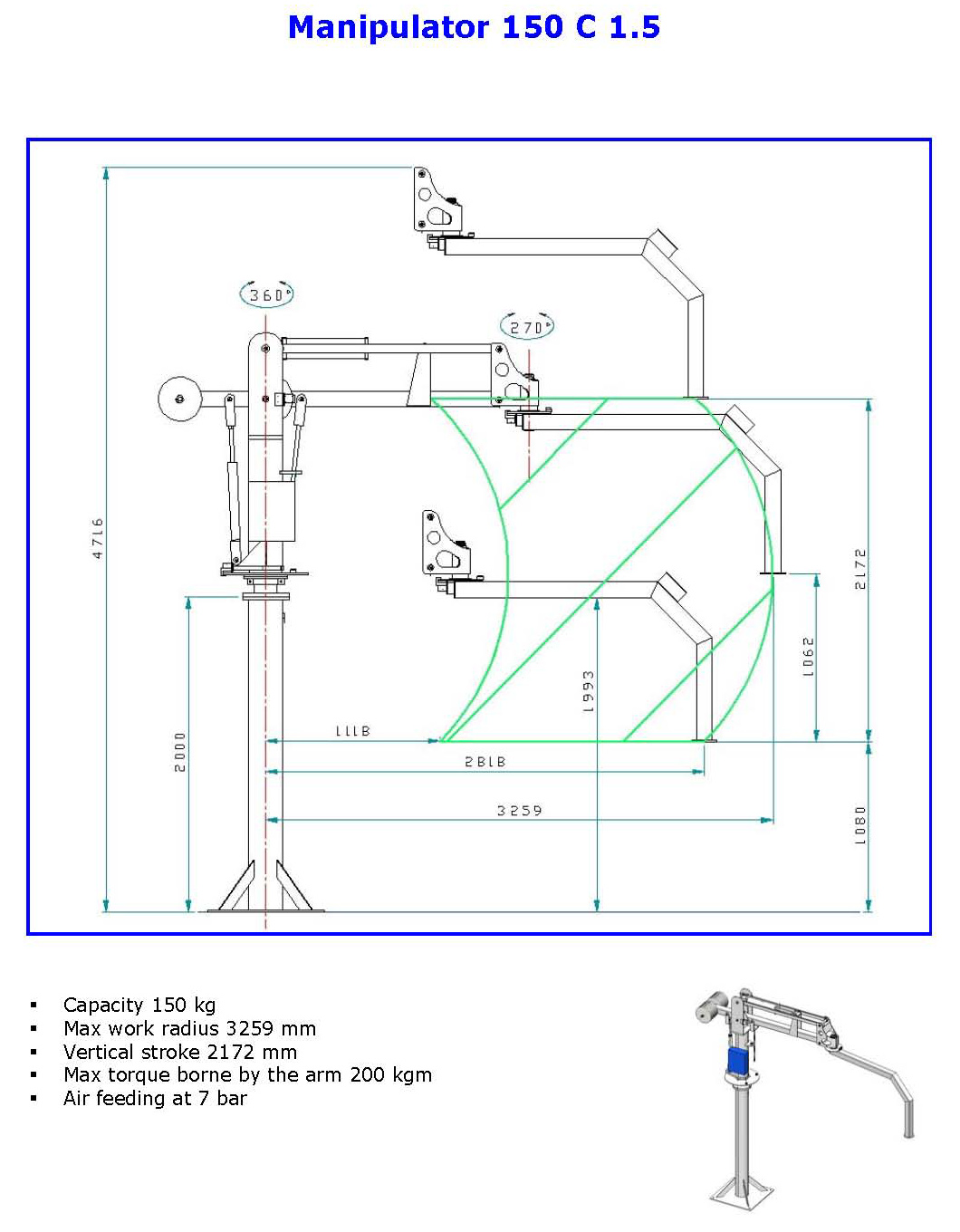 Manibo Manipulator 150 C 1.5 เครื่องฃ่วยยกแบบแขนกล 150 kg.