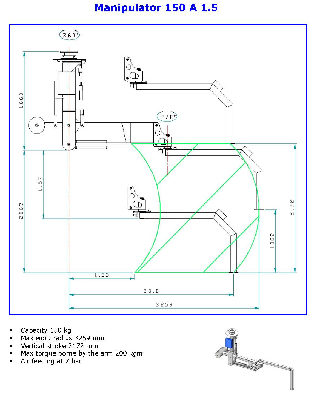 Manibo Manipulator 150 A 1.5 เครื่องฃ่วยยกแบบแขนกล 150 kg.