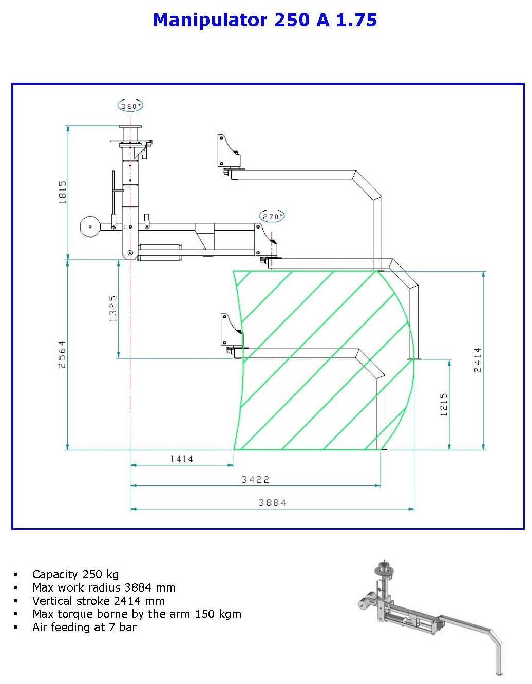 Manibo Manipulator 250 A 1.75 เครื่องฃ่วยยกแบบแขนกล 250 kg.