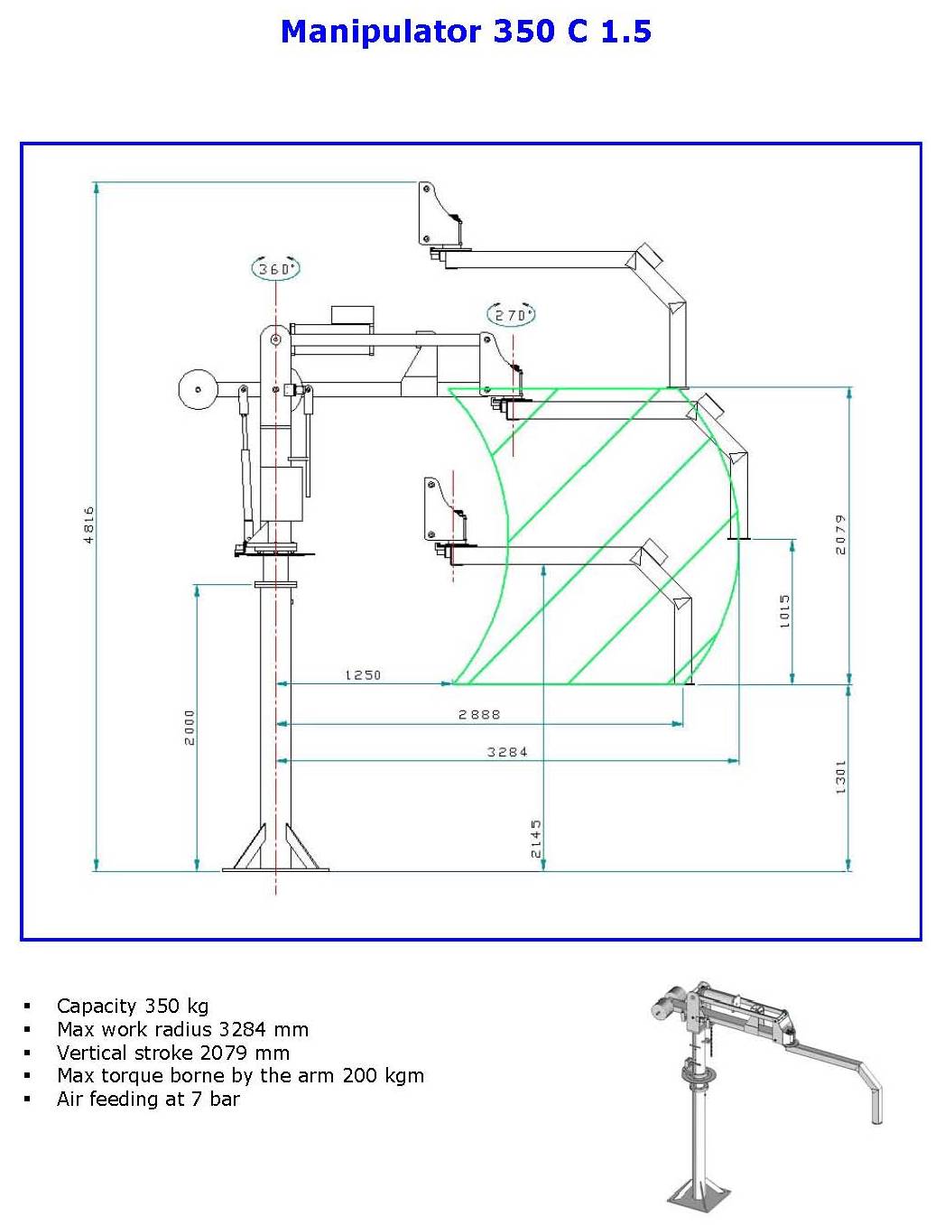 Manibo Manipulator 350 C 1.5 เครื่องฃ่วยยกแบบแขนกล 350 kg.