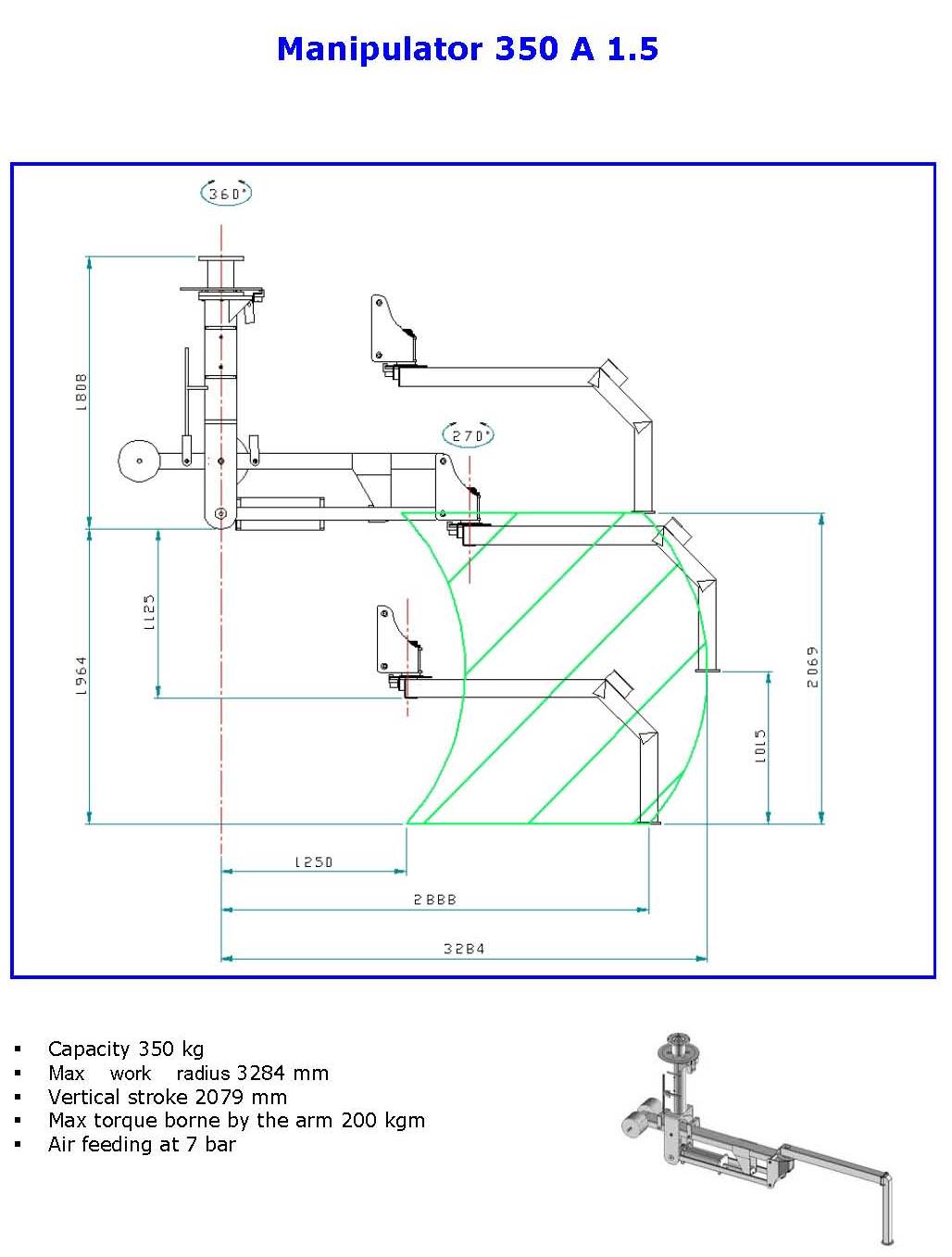 Manibo Manipulator 350 A 1.5 เครื่องฃ่วยยกแบบแขนกล 350 kg.