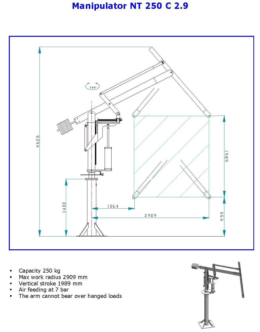 Manibo Manipulator NT 250 C 2.9 เครื่องฃ่วยยกแบบแขนกล 250 kg.
