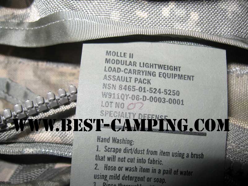 MOLLE II MODULAR LIGHTWEIGHT LOAD-CARRYING EQUIPMENT ASSAULT PACK(เป้ ...