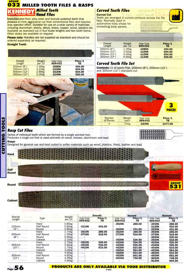 เครื่องมือช่างหมวด MILLED TOOTH FILES AND RASPS หน้า 56