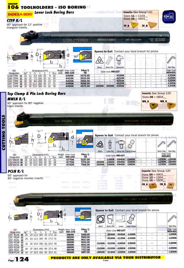 เครื่องมือช่างหมวด TOOLHOLDERS - ISO BORING หน้า 124