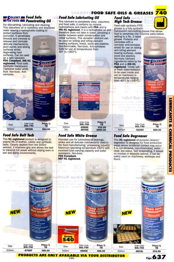 เครื่องมือช่างหมวด FOOD SAFE OILS and GREASES หน้า 637