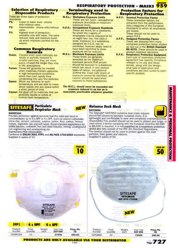 เครื่องมือช่างหมวด RESPIRATORY PROTECTION - MASKS หน้า 727
