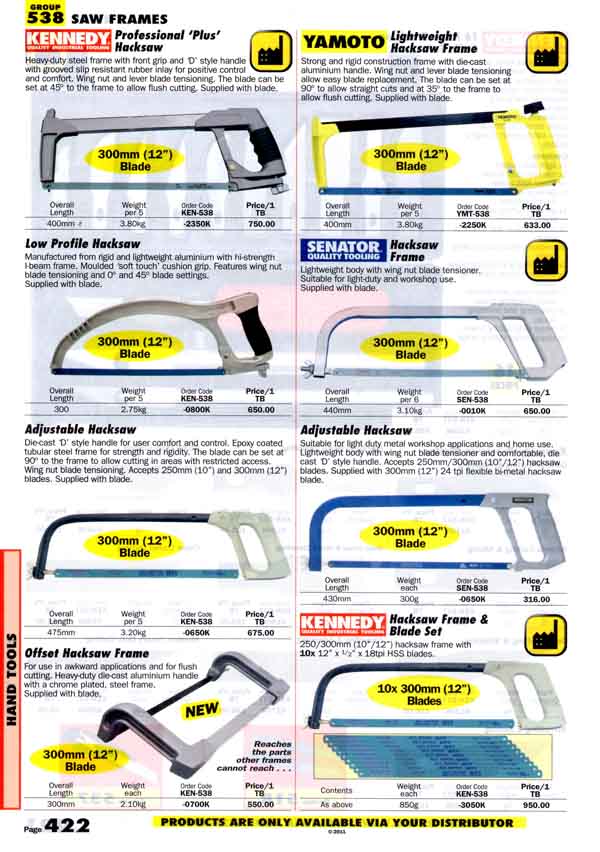 เครื่องมือช่างหมวด SAW FRAMES หน้า 422