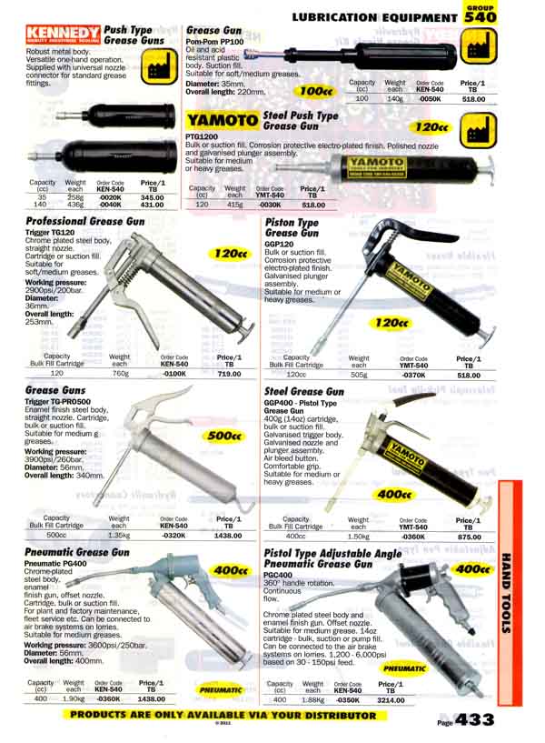 เครื่องมือช่างหมวด LUBRICATION EQUIPMENT หน้า 433