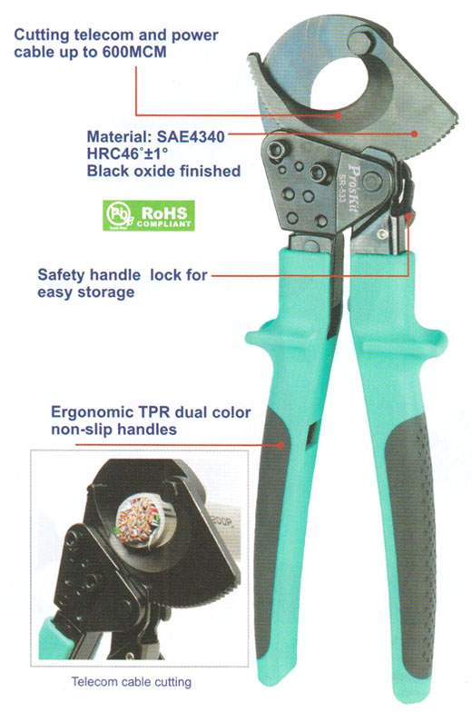 Ratchet Round Cable Cutter 007990