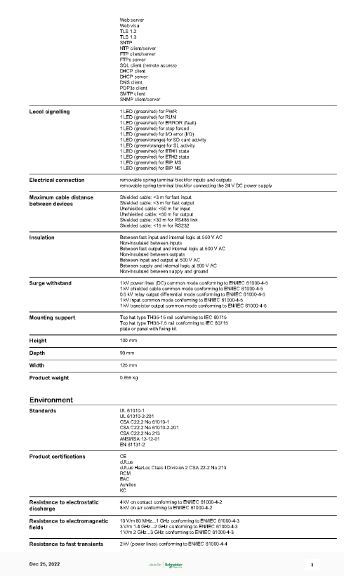 TM262L10MESE8T Logic Controller M262, 5ns/instruction, Ethernet