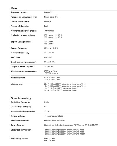 LXM32AD72N4 Motion servo drive, Lexium 32, three phase supply voltage ...