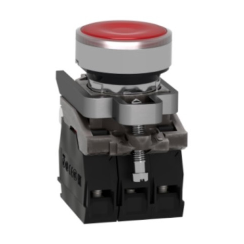 XB4BW34M5 lluminated push button, Harmony XB4, metal, red flush, 22mm ...