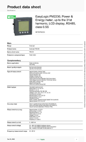 METSEPM2230 EasyLogic PM2230, Power & Energy meter, up to the 31st ...