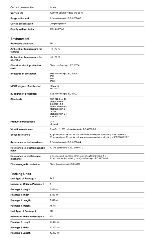 XB4BVM1 Pilot light, Harmony XB4, grey plastic, white, 22mm, universal ...