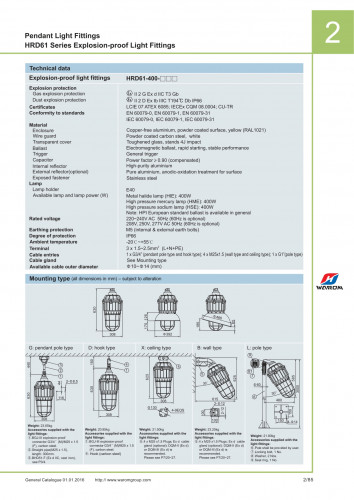 WAROM HRD61 Series Explosion-proof Light Fittings