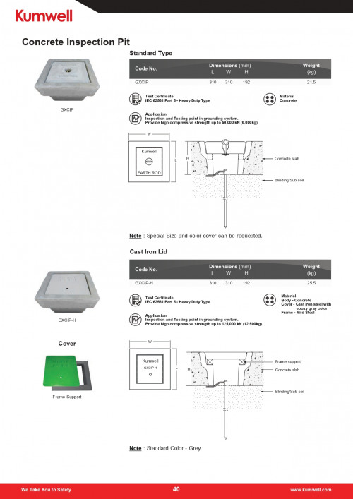 KUMWELL GXCIP Concrete Inspection Pit Dimension 310x310x192 mm, Load ...
