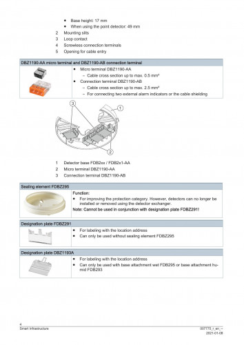 SIEMENS Addressable Detector Base model FDB221