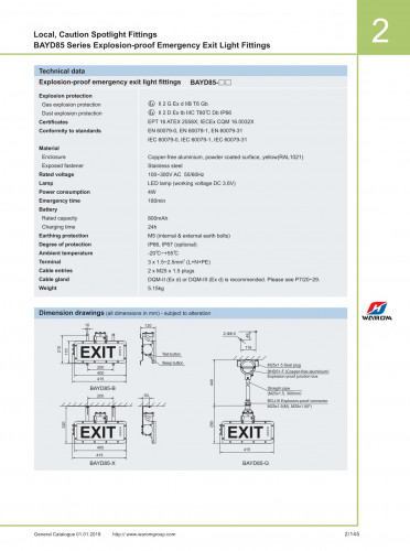 WAROM BAYD 85 Series Explosion-proof Emergency Exit Light Fittings