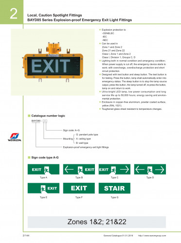 WAROM BAYD 85 Series Explosion-proof Emergency Exit Light Fittings