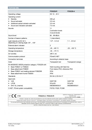 SIEMENS Alarm Sounder/ Beacon Cerberus Pro model FDS229-R