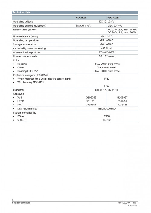SIEMENS Addressable Single Way Input/Output Module model FDCIO221