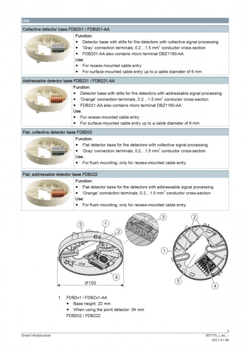 SIEMENS Detector base flat, collective model. FDB202