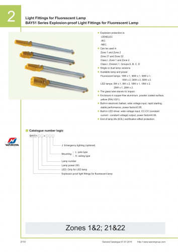 WAROM BAY51 Series Explosion-proof Light Fittings for Fluorescent Lamp