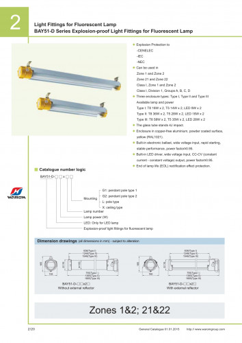 WAROM BAY51-D Series Explosion-proof Light Fittings for Fluorescent Lamp