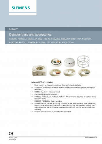 SIEMENS Addressable Detector Base model FDB221