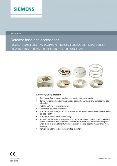 SIEMENS Detector base flat, collective model. FDB202