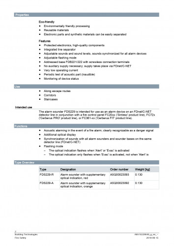 SIEMENS Alarm Sounder/ Beacon Cerberus Pro model FDS229-R