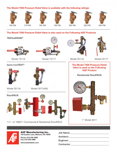 AGF Model 7200 Pressure Relief Valve size 3/4" UL/FM