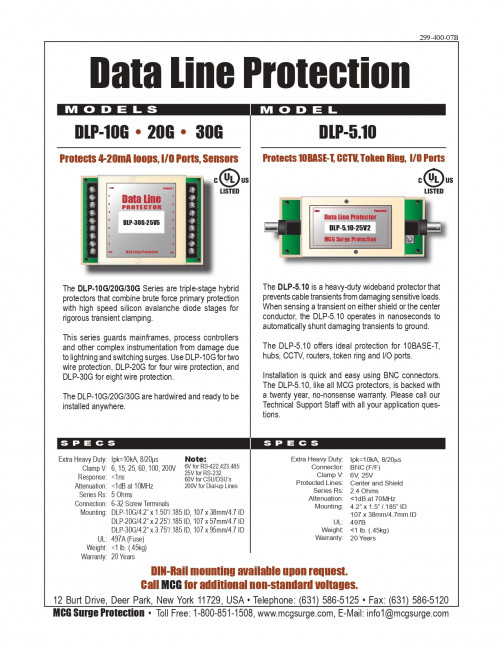 MCG Data Line-Telephone Line Protector 8-wire Protector(6V,25V,62V,200V ...