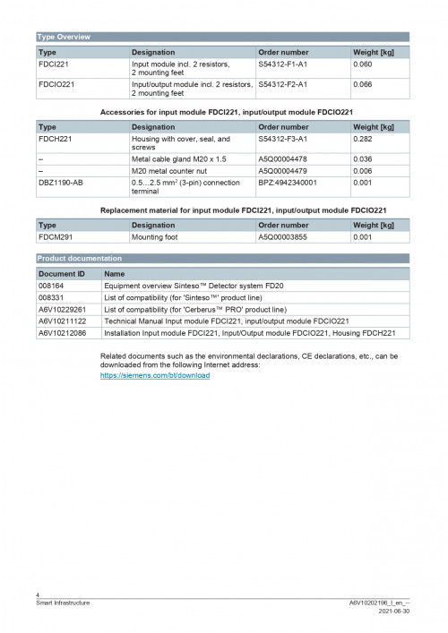 SIEMENS Addressable Single Way Input/Output Module model FDCIO221