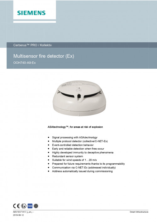 SIEMENS Dual-optical detector, explosive area with Base FDB201model ...
