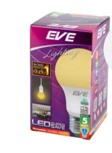 หลอดไฟ LED 5 วัตต์ Warm White EVE LIGHTING รุ่น SUPER SAVE A60 E27