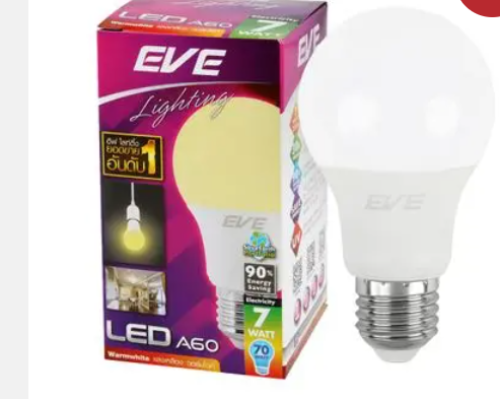 EVE หลอด LED A60 7W E27 WARMLIGHT ใช้งาน30000 ชม.