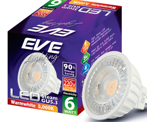EVEหลอด LED MR16 Steam 220V 6W WARMLIGHT GU5.3