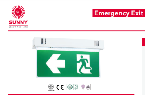 SUNNY EMERGENCY EXIT SIGN LIGHT MODEL SLS1-10LED/S (C,W)10W 3.6V 1800AH ...